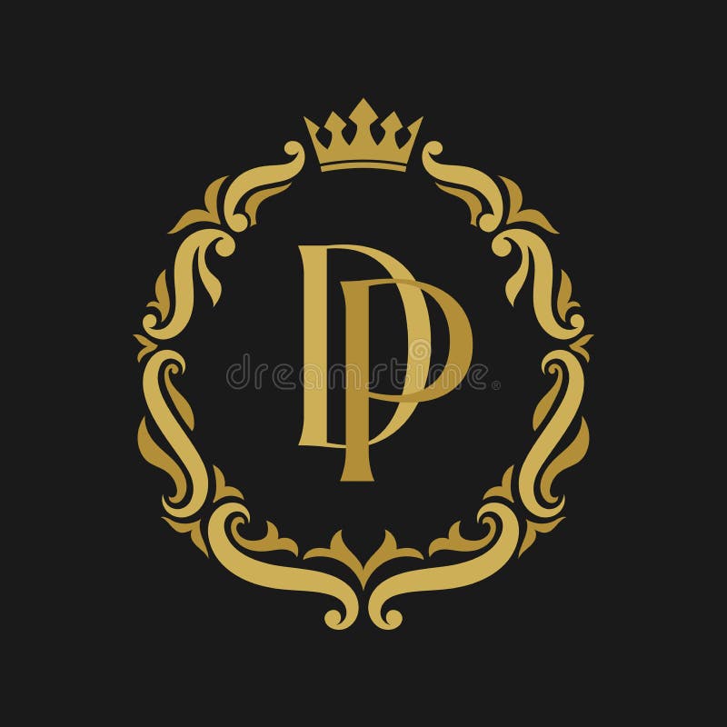 DP Letter Gold Floral Vintage Logo Template. Stock Vector ...