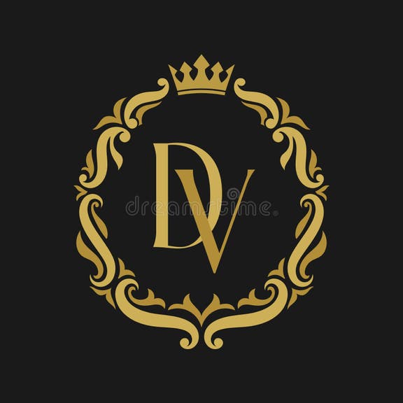 DV Letter Gold Floral Vintage Logo Template. Stock Vector ...