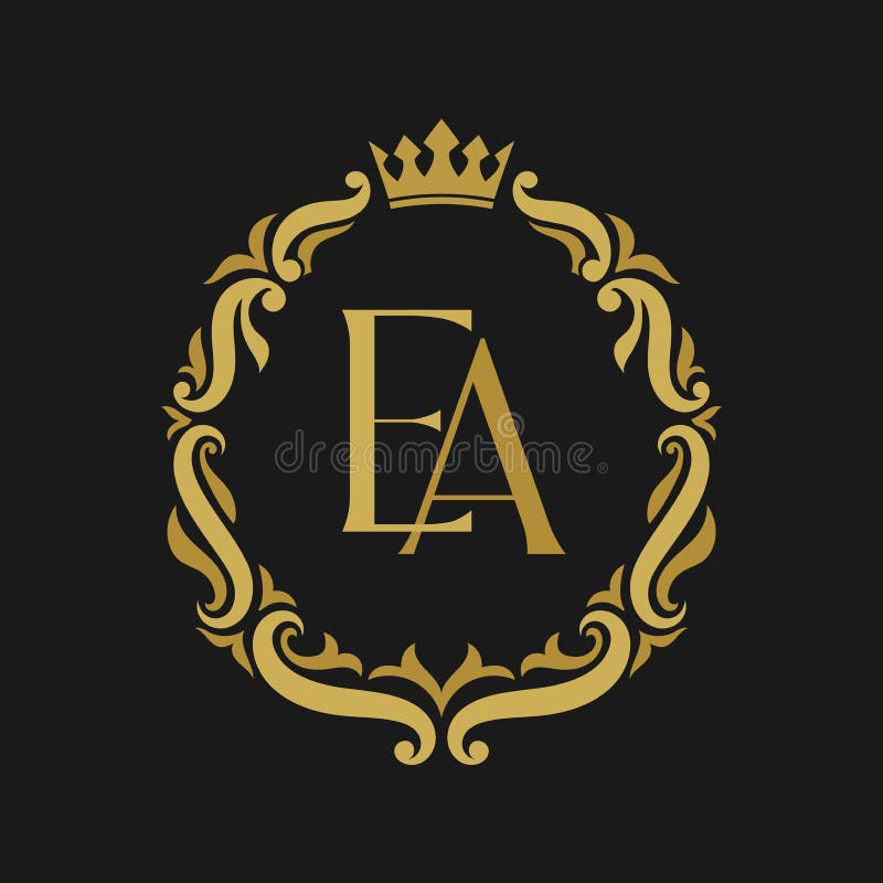 EA Letter Gold Floral Vintage Logo Template. Stock Vector ...