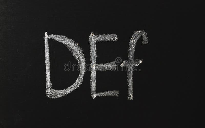 DEF Alphabet Letters Written in White Chalk on a Black Chalkboard Stock ...