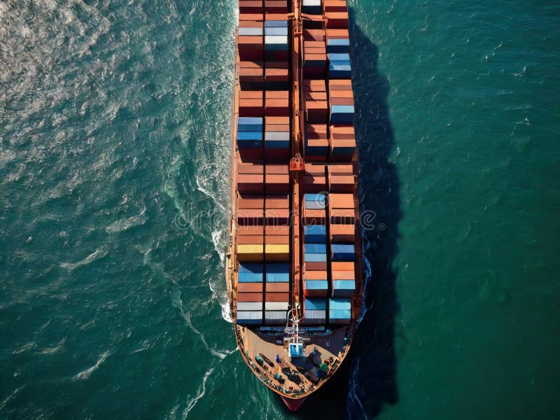 Default Aerial View of a Container Cargo Ship Stock Illustration ...