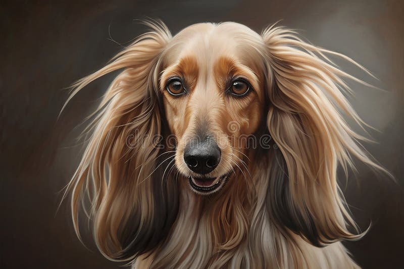 Default Afghan Hound Dog Portrait. Breed of Animals Stock Illustration ...