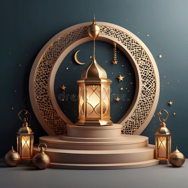Default 5d Ramadan Evening Concept Scene Design Crescent Moon Ramadan ...