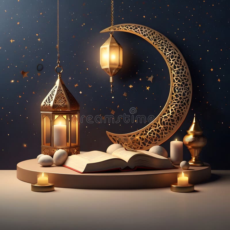 Default 5d Ramadan Evening Concept Scene Design Crescent Moon Ramadan ...