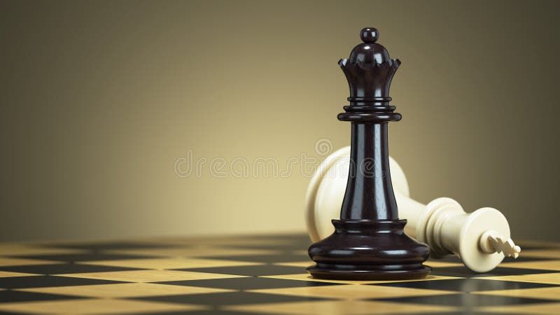 Defeat Chess King from a Black Queen on a Chessboard Stock Illustration ...