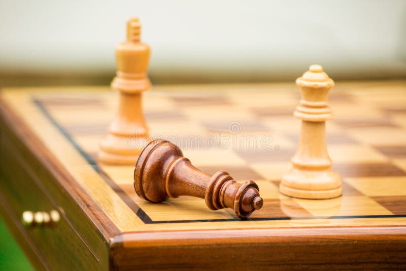 Defeated Black Queen on Chessboard Stock Image - Image of success ...