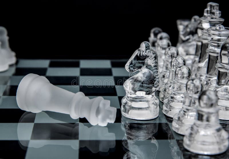 Glass Chess. Defeated King on a Chessboard Stock Photo - Image of glass ...