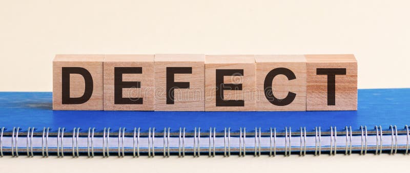 DEFECT Word Made of Wooden Blocks with Black Letters, a Row of Blocks ...