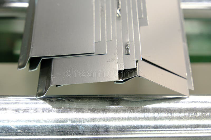 Defective Bent Metal Flashings in Workshop Stock Image - Image of ...