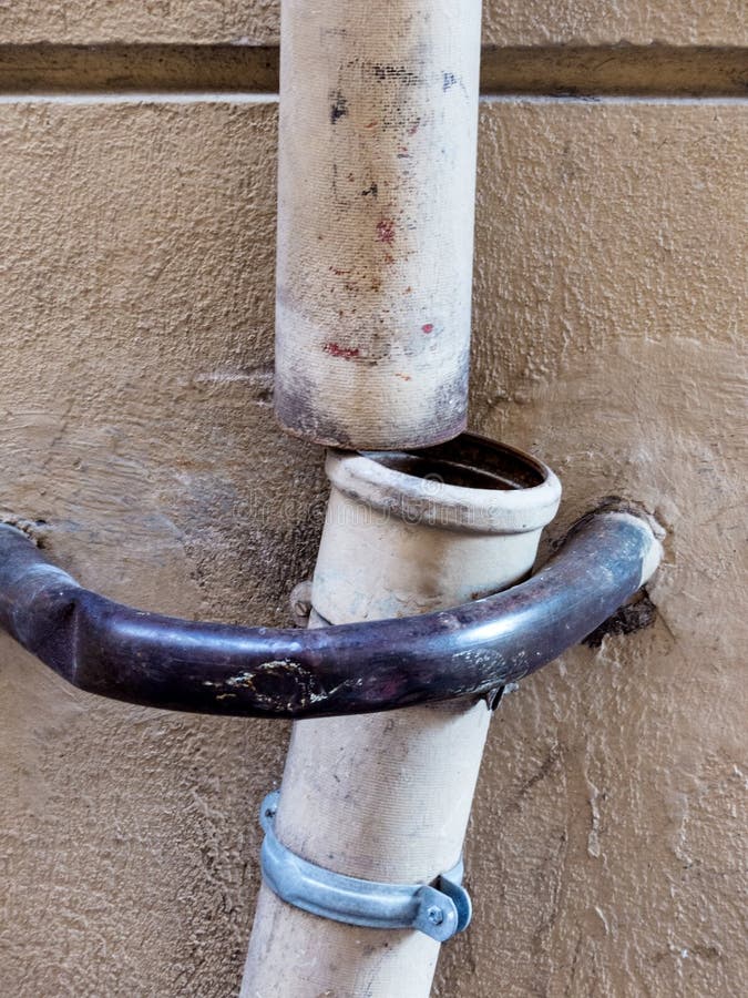 Defective drainage pipes stock image. Image of interruption - 46960769