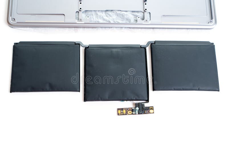 Defective Laptop Battery by a Disassembled Laptop Stock Image - Image ...