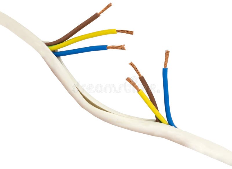 Defective Power Cable on the White Stock Image - Image of electrical ...