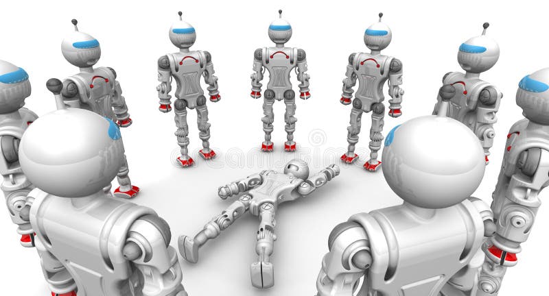 Defective Robot Surrounded Operable Stock Illustration - Illustration ...