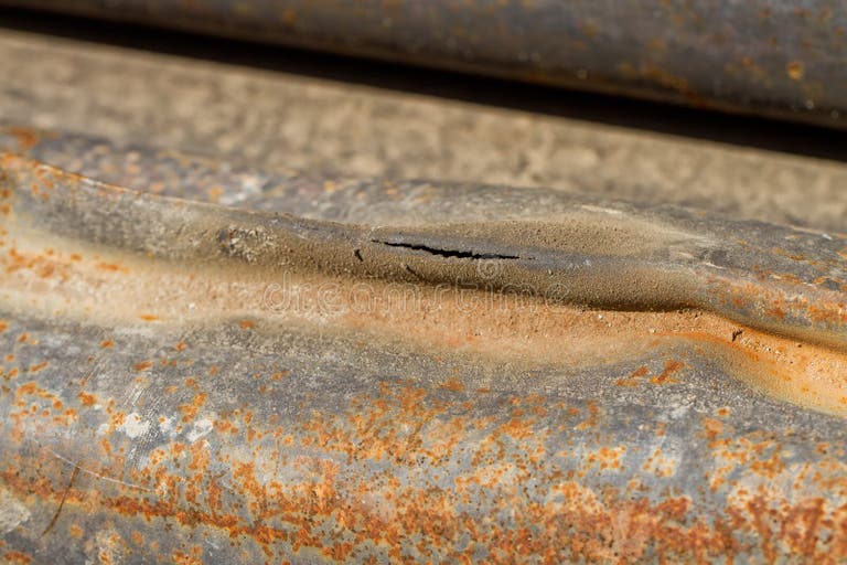 Defects on the steel pipe stock image. Image of power - 56681597