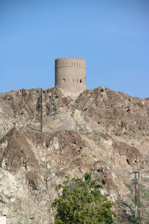 Defence Tower in Mutrah, Muscat, Oman Stock Image - Image of capital ...