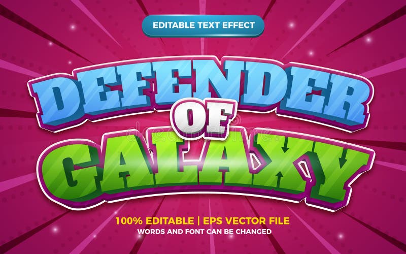 Defender of Galaxy Cartoon Comic 3d Editable Text Style Effect Template ...