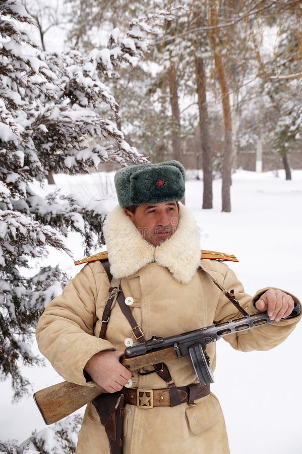Defender of Stalingrad in a Winter Form Stock Photo - Image of cold ...