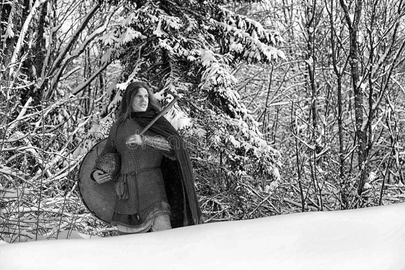 Defender the Young Warrior in Armor Stock Image - Image of snow, people ...