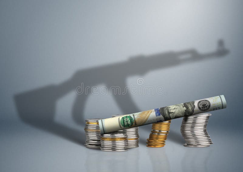Defense Budget Concept, Money with Gun Shadow Stock Image - Image of ...