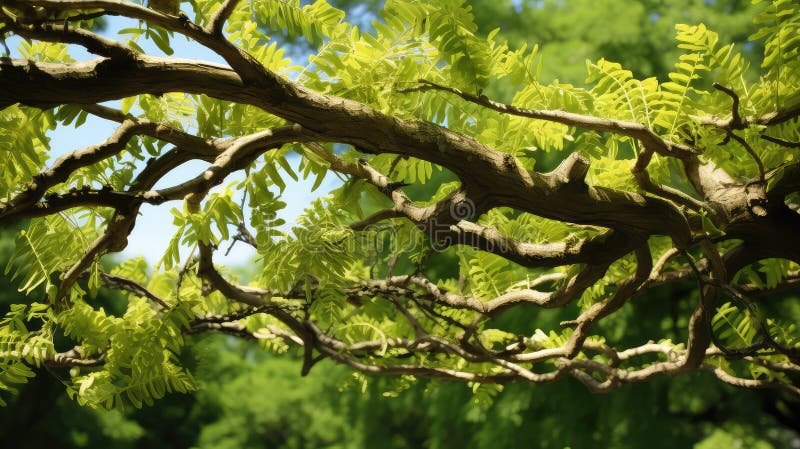 Defense honey locust tree stock illustration. Illustration of thorny ...