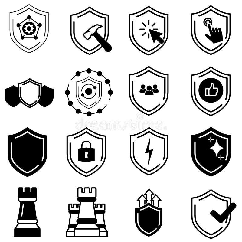 Defense Icon Vector Set. Computer Security Illustration Sign Collection ...