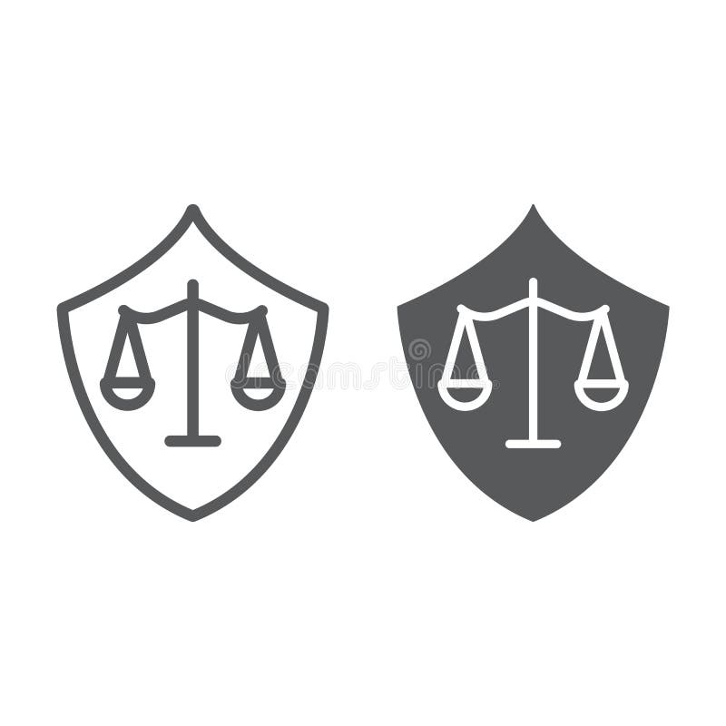 Defense Line and Glyph Icon, Law and Justice, Shield Sign, Vector ...