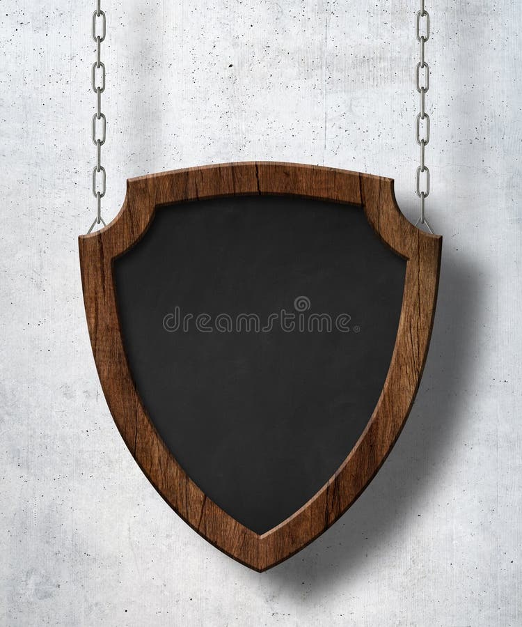 Defense Protection Shield Shaped Blackboard Hanging on Chains and ...