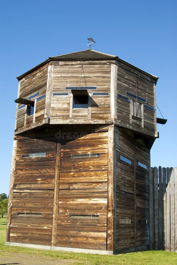 Defense Tower on a Pioneer Log Fortress Stock Image - Image of west ...