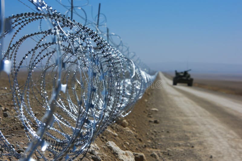 Defensive Barrier with Tank Movement. Stock Illustration - Illustration ...