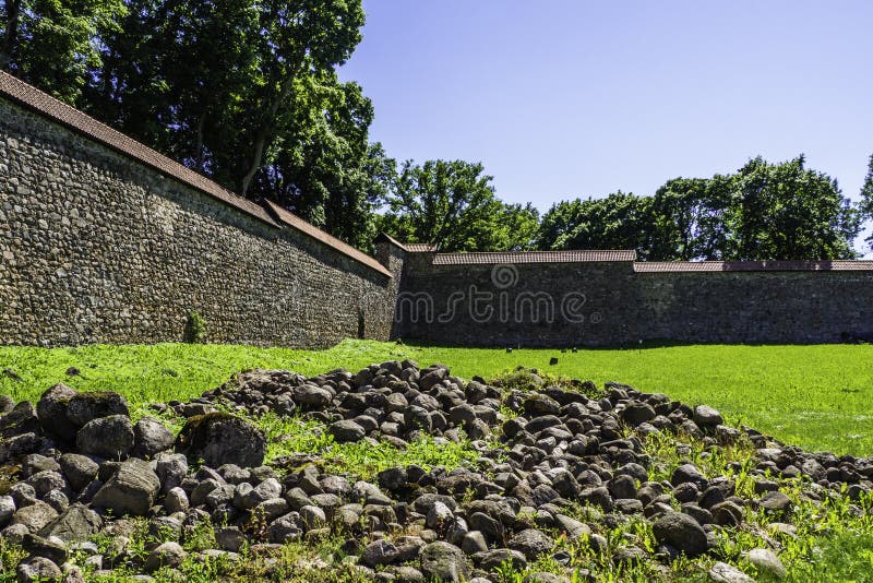 Defensive Wall of Medieval Castle Medininkai, Lithuania Stock Photo ...