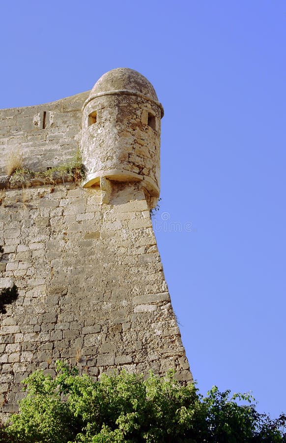 Defensive Wall of a Medieval Fortress Stock Photo - Image of greece ...