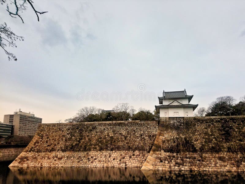 Defensive Wall of Osaka Castle in Osaka, Japan Stock Photo - Image of ...