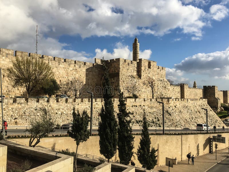 The Defensive Walls of Old Jerusalem Stock Image - Image of landmark ...