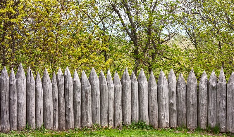 Defensive Wooden Palisade Stockade Stock Image - Image of thick ...
