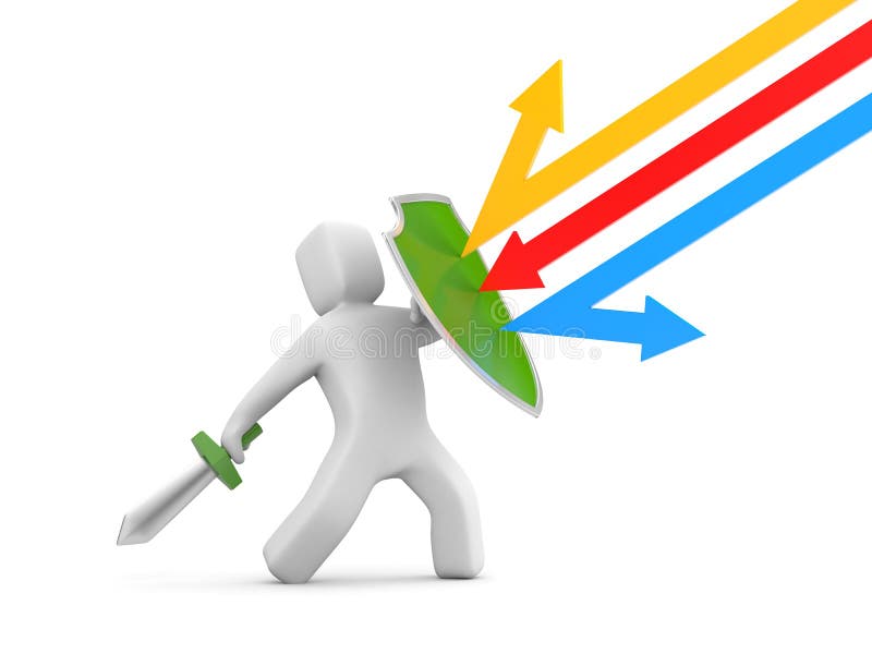 Defensor Con El Escudo Y La Espada - Refleja Ataque Stock de ...