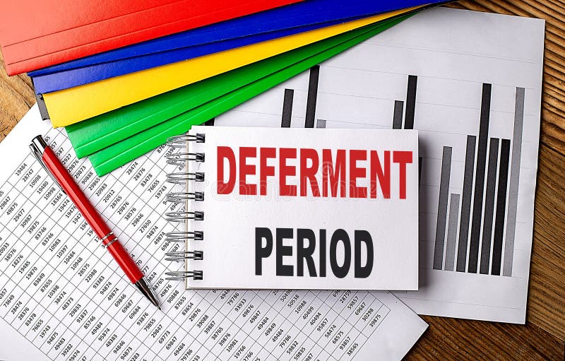 DEFERMENT PERIOD Text on Notebook with Folder on Chart Stock Image ...