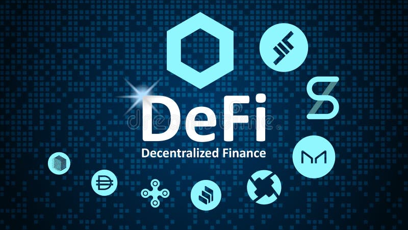 DeFi - Decentralized Finance with Altcoin Logos and Up Arrow Symbol on ... DeFi - Decentralized Finance with Altcoin Logos and Up Arrow Symbol on ...