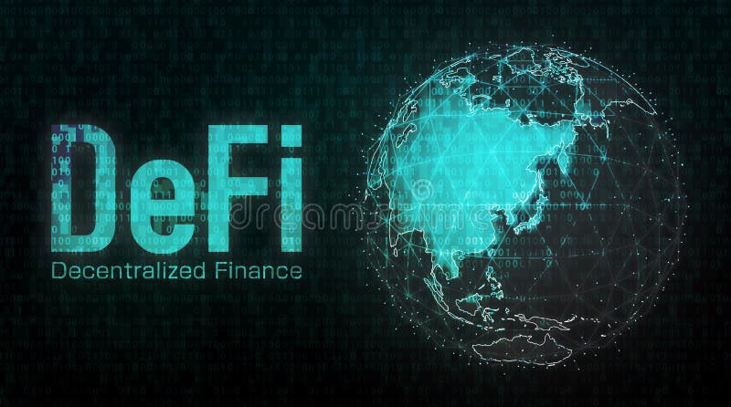 DeFi Decentralized Finance Concept Banner Illustration Stock ...