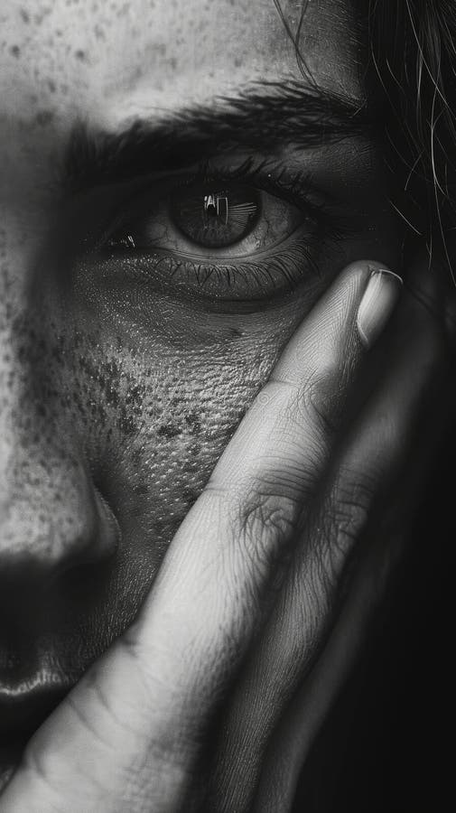 A Defiant Face Partially Obscured by a Hand Refusing To Show ...