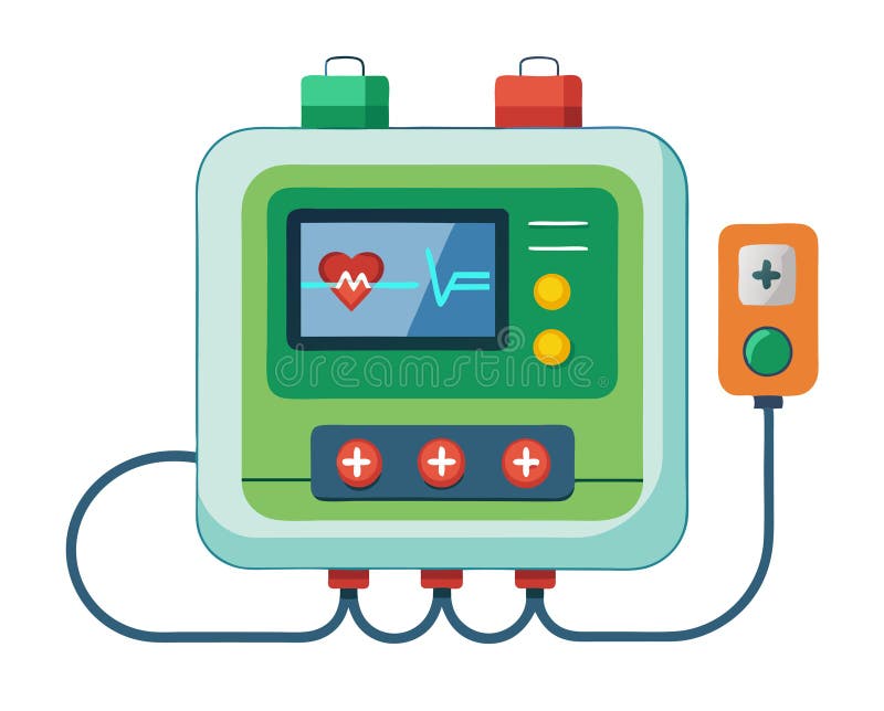 A Defibrillator Machine with Electrode Pads Attached Stock Illustration ...