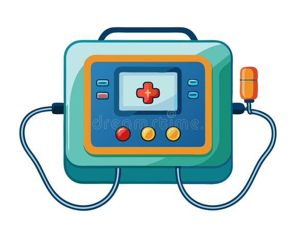 A Defibrillator Machine with Electrode Pads Attached Stock Illustration ...