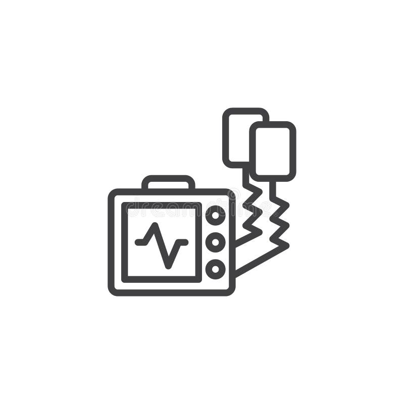 Defibrillator Machine Outline Icon Stock Vector - Illustration of ...