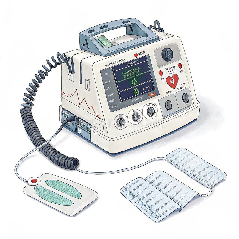 Defibrillator Machine with Paddles Stock Illustration - Illustration of ...