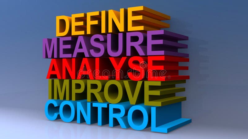 Define Measure Analyse Improve Control on Blue Stock Illustration ...