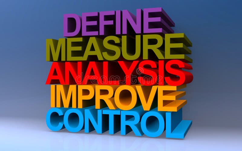 Define Measure Analysis Improve Control on Blue Stock Illustration ...