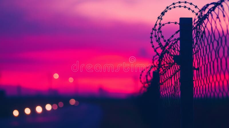 Defining the Border of the Safe Area with Barbed Wire Stock Photo ...