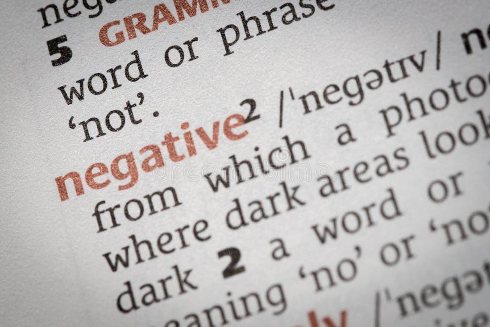 Definition of the Dictionary Word Negative Stock Image - Image of ...
