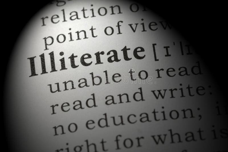 Definition of illiterate stock image. Image of definition - 188109369