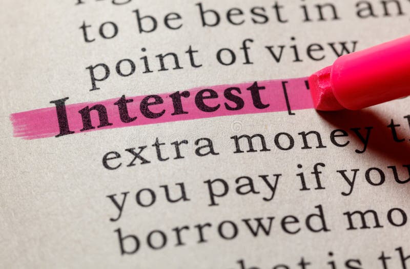 Definition of interest stock image. Image of mark, dictionary - 138241479
