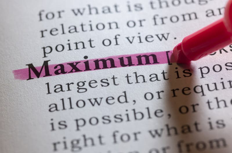 Definition of maximum stock photo. Image of concept - 232348996